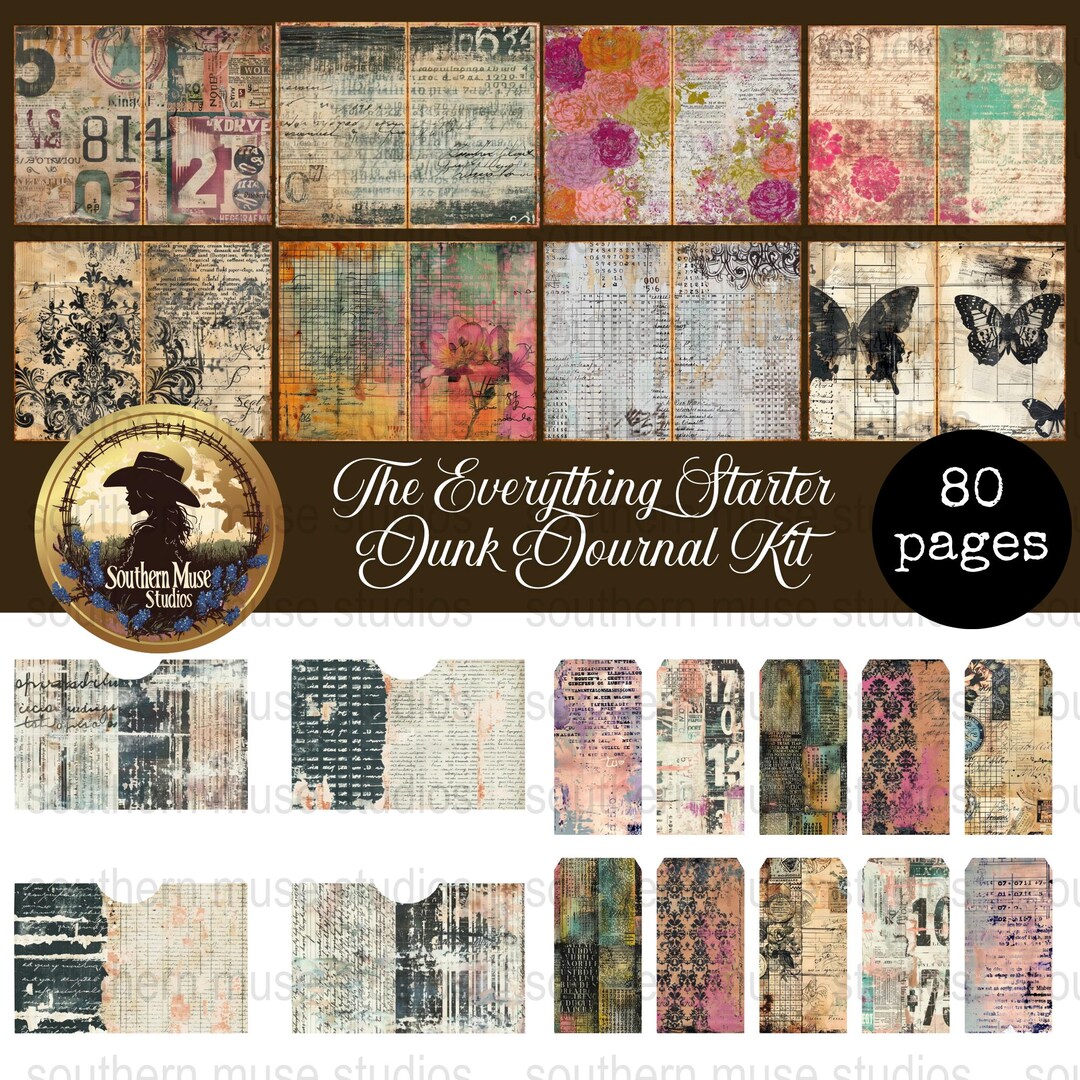 Junk Journal Digital Kit, 80 Pages, Beginner Scrapbook Supplies ...