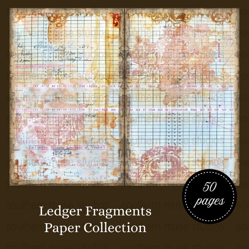 Digital Junk Journal Paper, Ledger Ephemera, Collage Sheets, Scrapbook ...