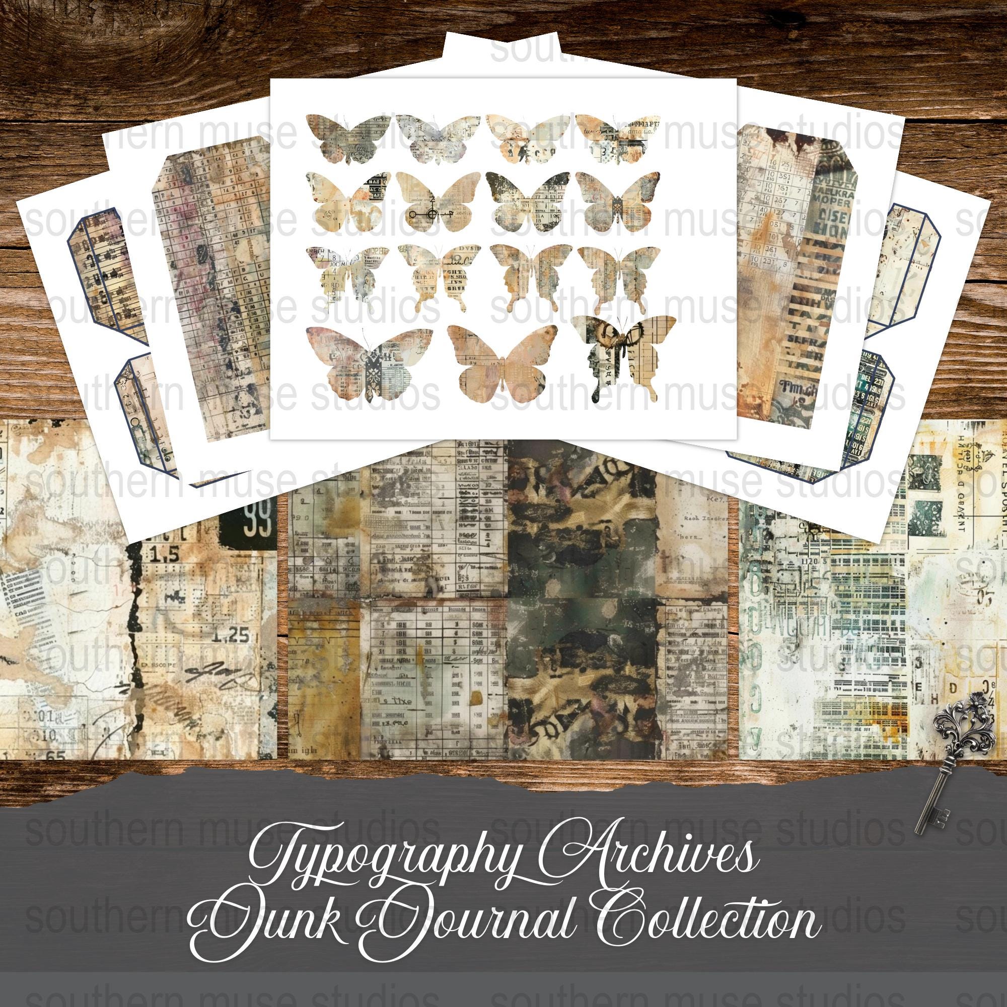 Massive Junk Journal Kit Digital, Typography Ephemera Collection ...