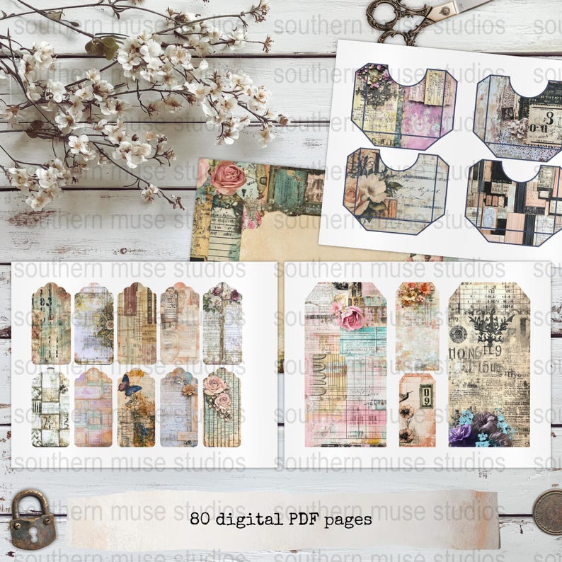 Giant Junk Journal Kit, Digital Papers, Printable Ephemera, Collage ...
