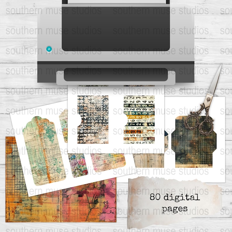Junk Journal Digital Kit, 80 Pages, Beginner Scrapbook Supplies ...