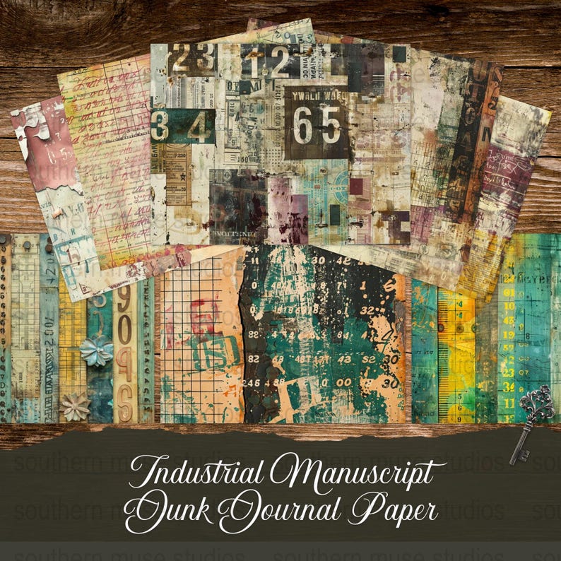 Junk Journal Digital Paper, Industrial Collage, Scrapbook Ephemera ...