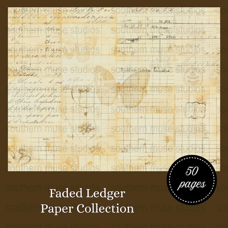 Faded Grungy Ledger Paper Digital, Printable Junk Journal, Ephemera ...