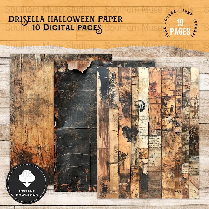 Halloween Digital Paper Pack, Gothic Scrapbook Paper, Fall Texture, Bat ...