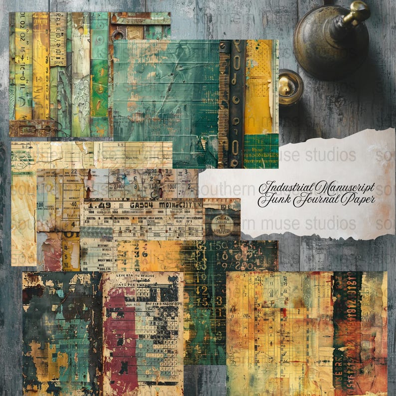 Junk Journal Digital Paper, Industrial Collage, Scrapbook Ephemera ...