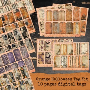 Grunge Halloween Tags, Digital Tag Kit, Printable Halloween Tags ...
