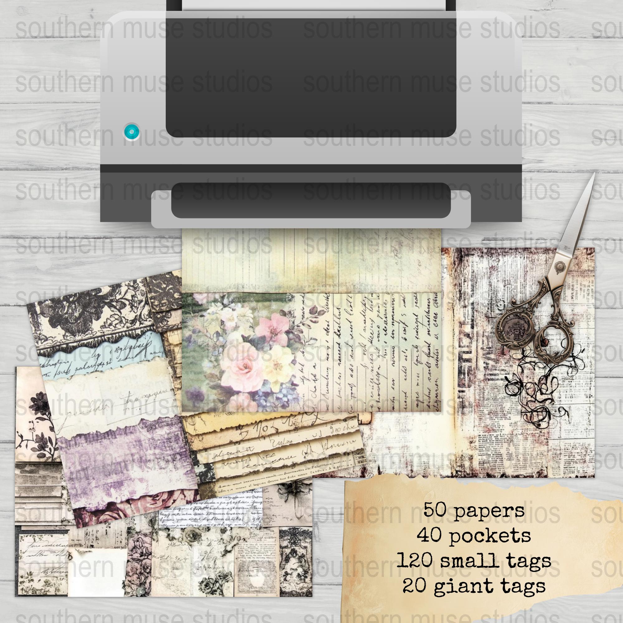 Giant Junk Journal Kit, Digital Papers, Printable Ephemera, Collage ...
