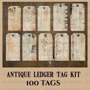 Antique Ledger Tag Kit, Vintage Printable Tags, Scrapbook Ephemera ...