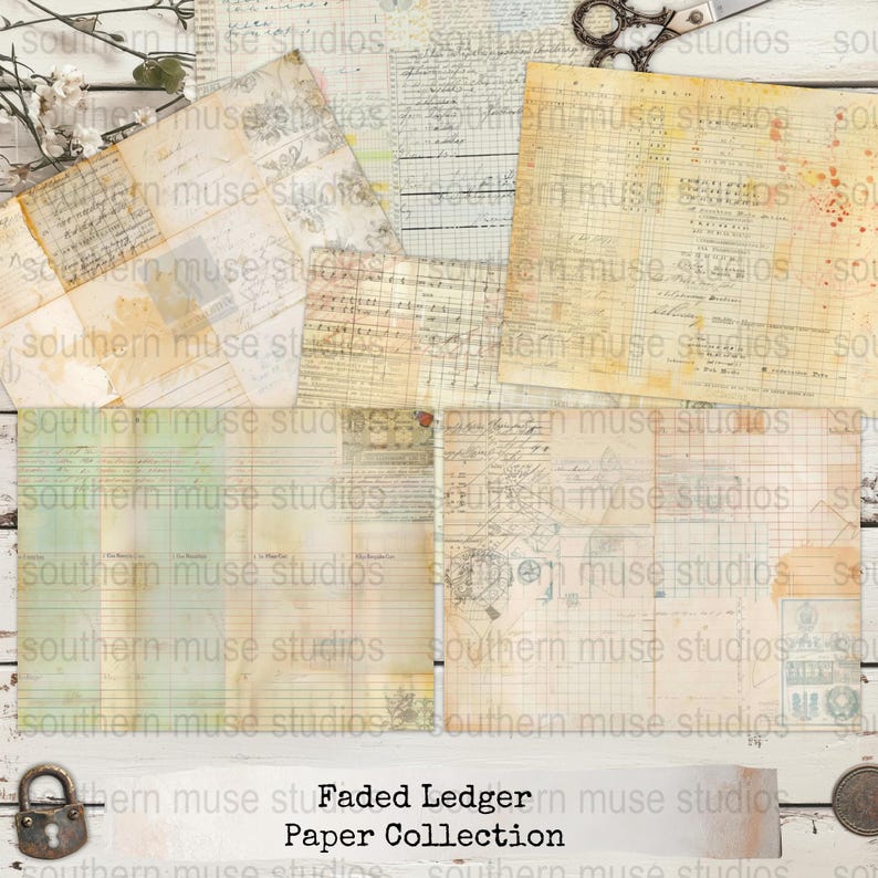 Faded Grungy Ledger Paper Digital, Printable Junk Journal, Ephemera ...