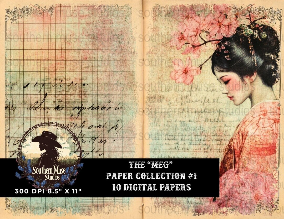 Asian Digital Paper, Scrapbook Paper, Geisha Printable Paper, Journal ...