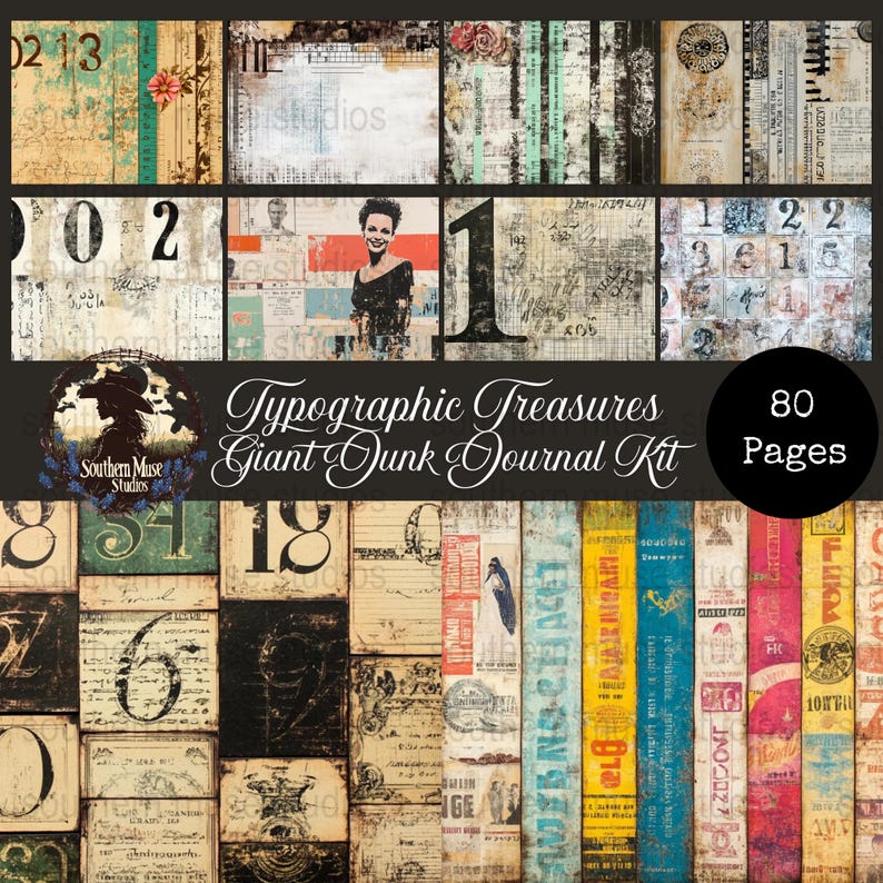 Giant Junk Journal Kit, Digital Papers, Scrapbook, Printable Collage ...