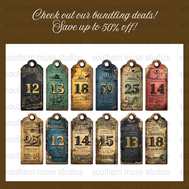 Vintage Tag Ephemera, Digital Printable, Scrapbook Supplies, Rusty Tags ...