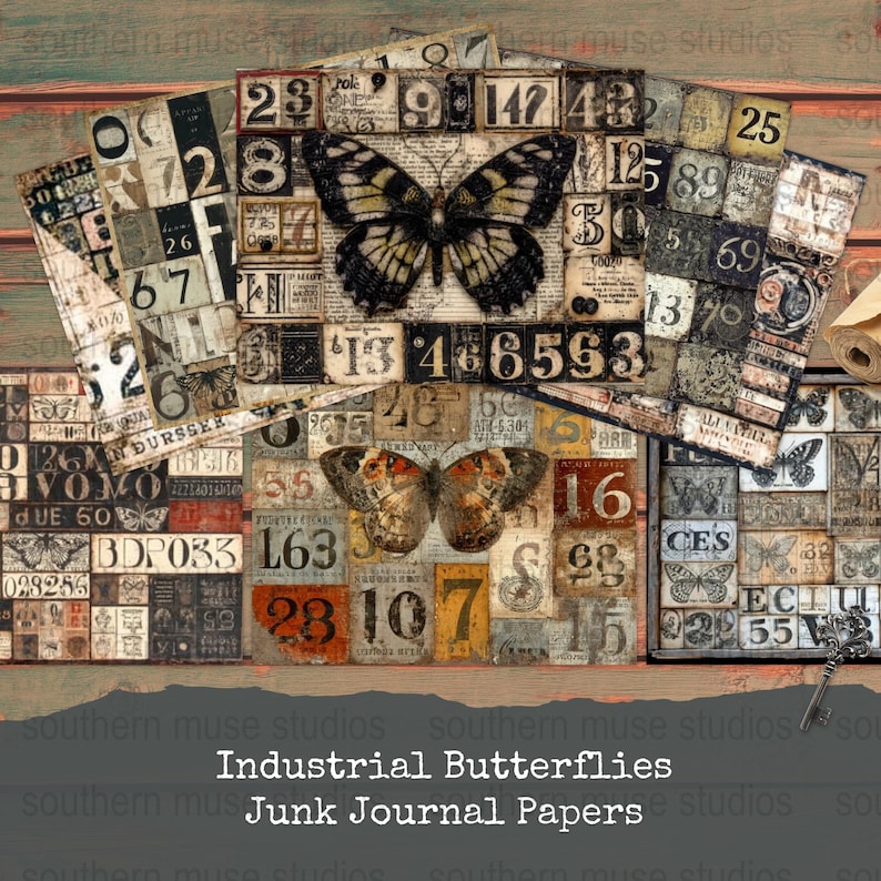 Butterfly Junk Journal, Digital Collage Art Pages, Scrapbook Paper ...