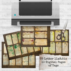Antique Ledger Tag Kit, Vintage Printable Tags, Scrapbook Ephemera ...