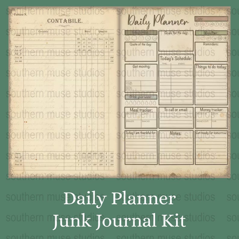 Digital Planner, Junk Journal Kit, Daily Planner Printable, Vintage ...