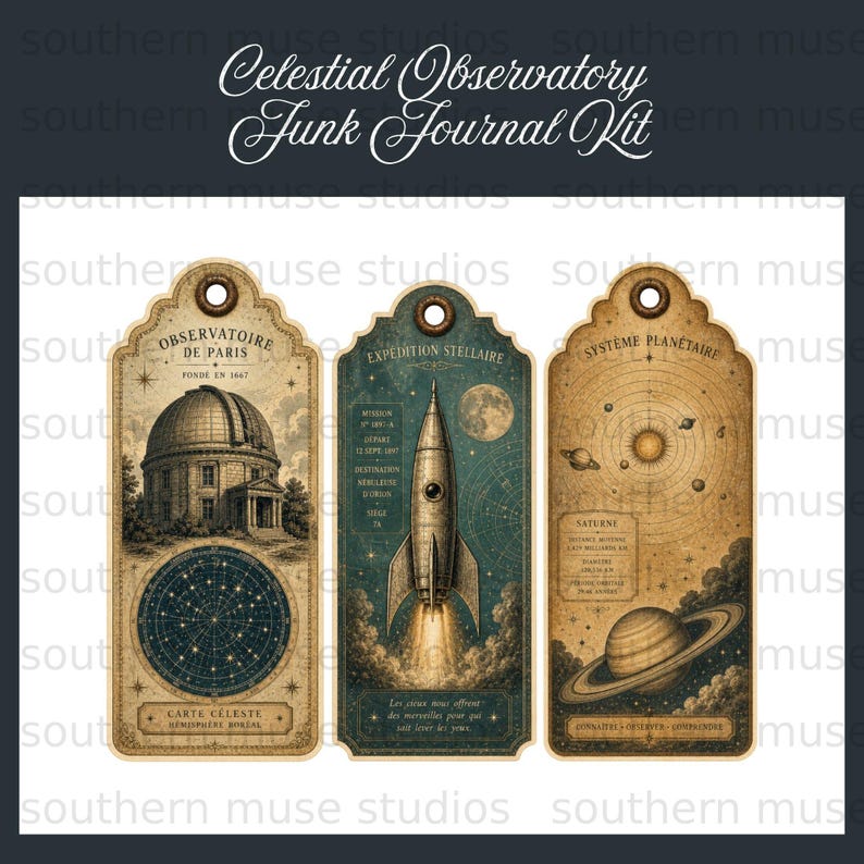 Celestial Junk Journal Kit Digital, Vintage Astronomy Ephemera Pack ...