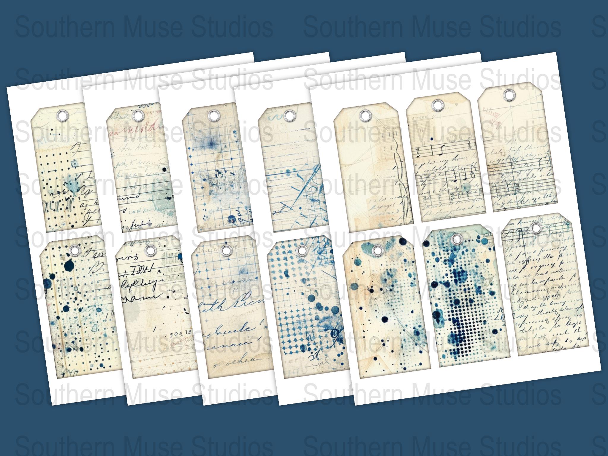 Vintage Journal Ephemera Tags, Scrapbook Printable Kit, Old Script ...
