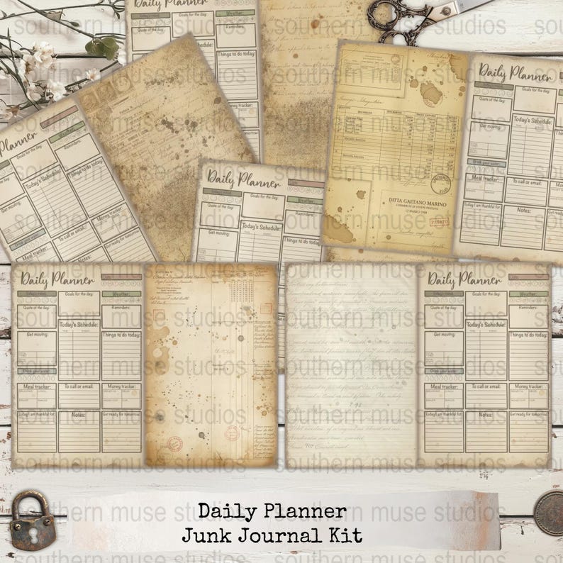 Digital Planner, Junk Journal Kit, Daily Planner Printable, Vintage ...