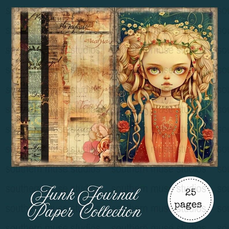 Moody Muse Papers, Girl Art, Journal Pages, Digital Download, Printable ...