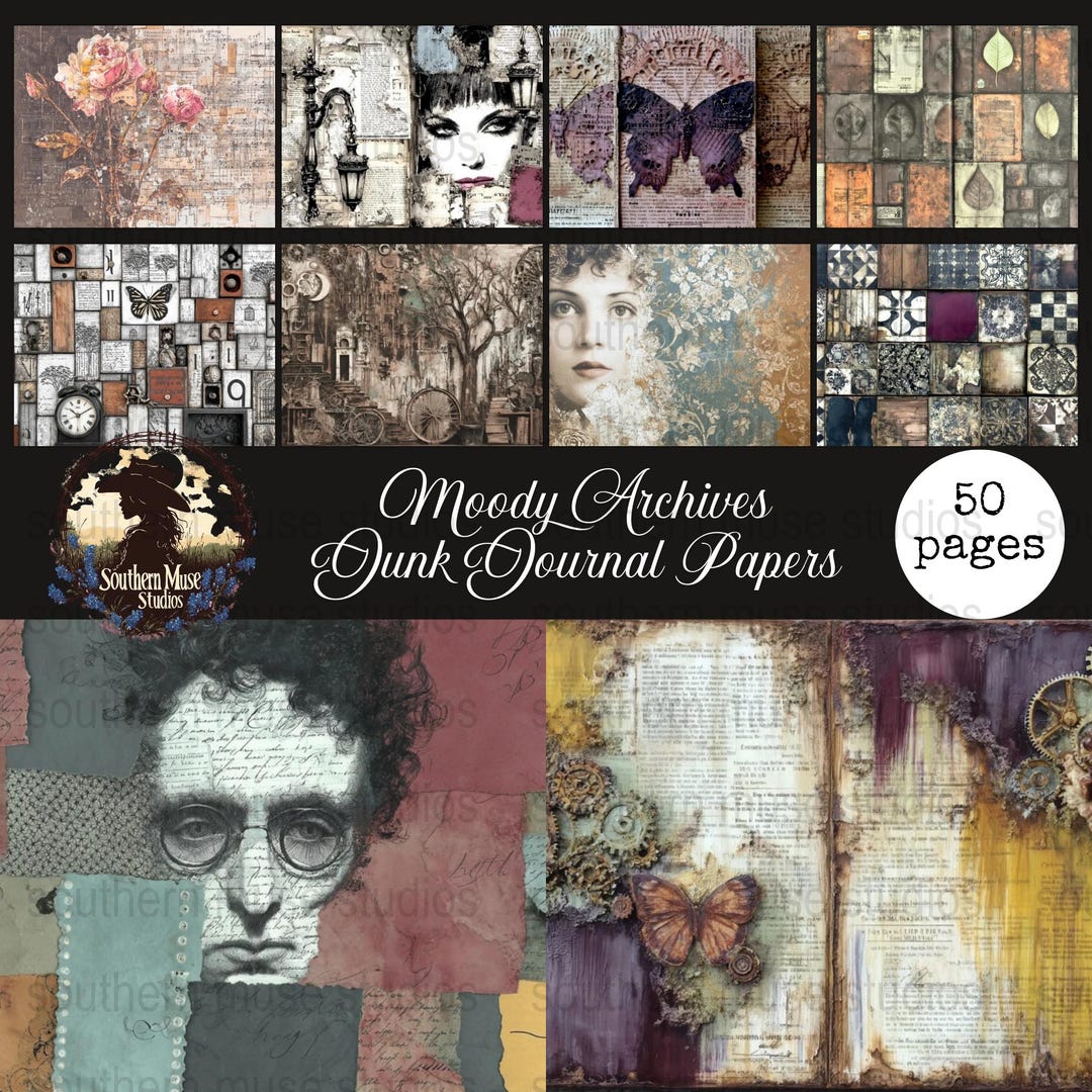 Moody Vintage Junk Journal Pages: Printable Ephemera, Scrapbook Paper ...