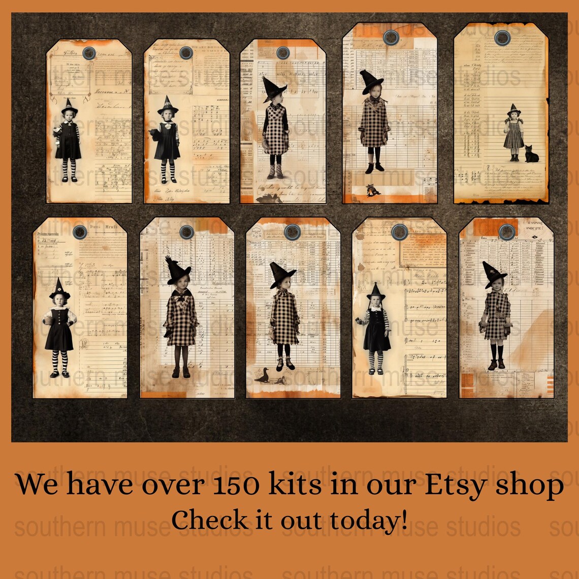 Halloween Digital Tags, Haunted Ledger Kit, Witch Tags, Black Cats ...