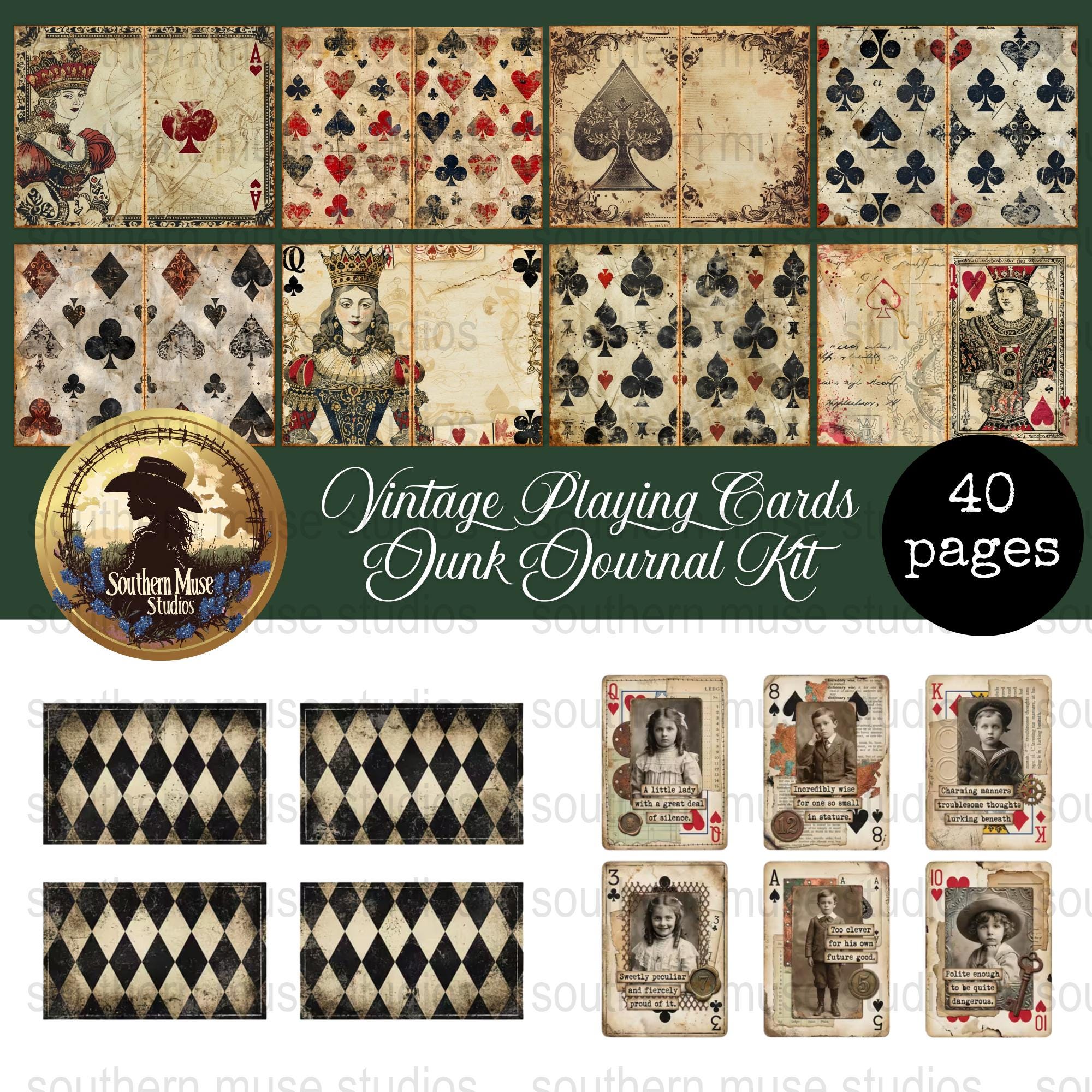 Vintage Playing Cards Digital, Junk Journal Kit, Instant Download, 40 ...