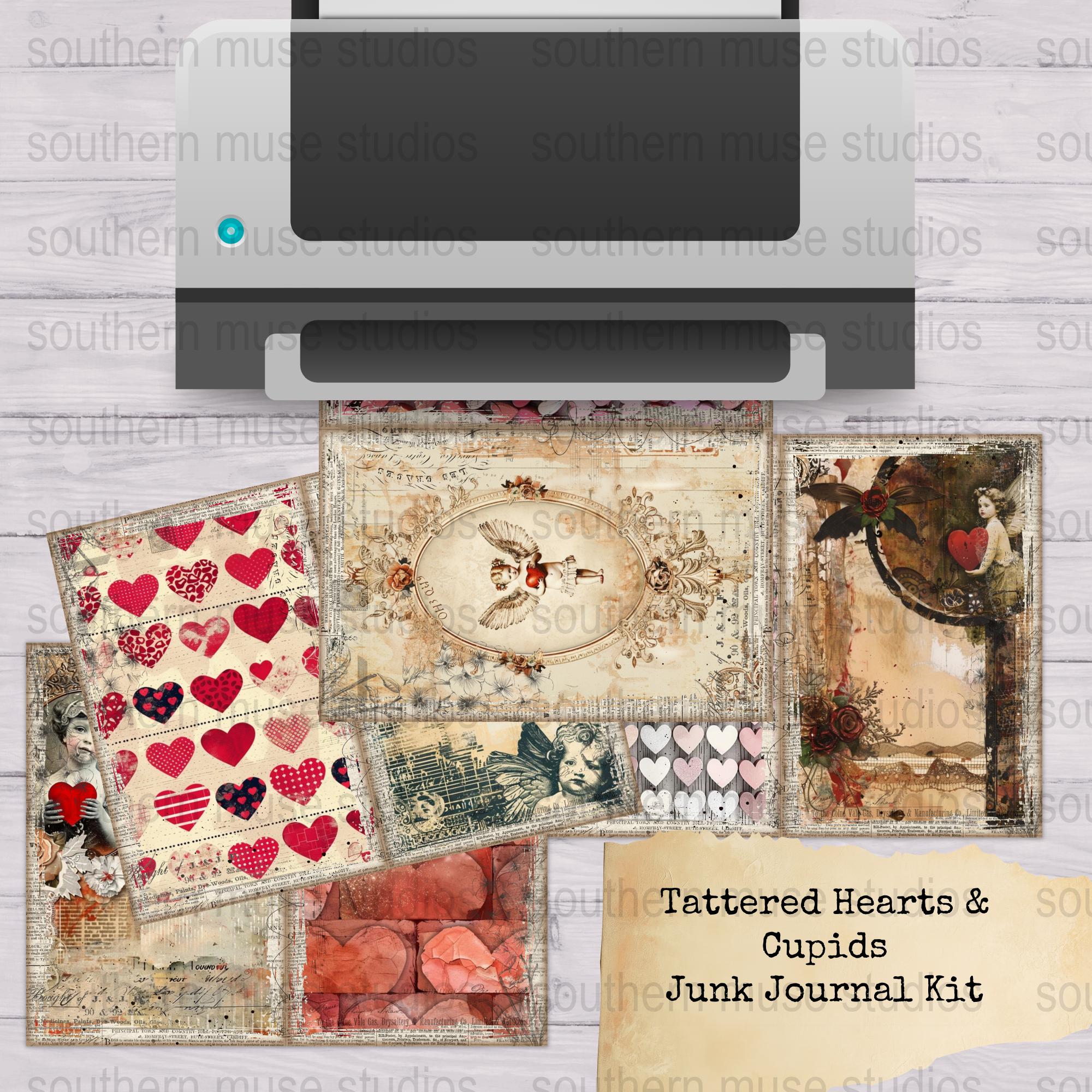 Hearts Cupids Junk Journal Kit, Digital Papers, Instant Download PDF ...