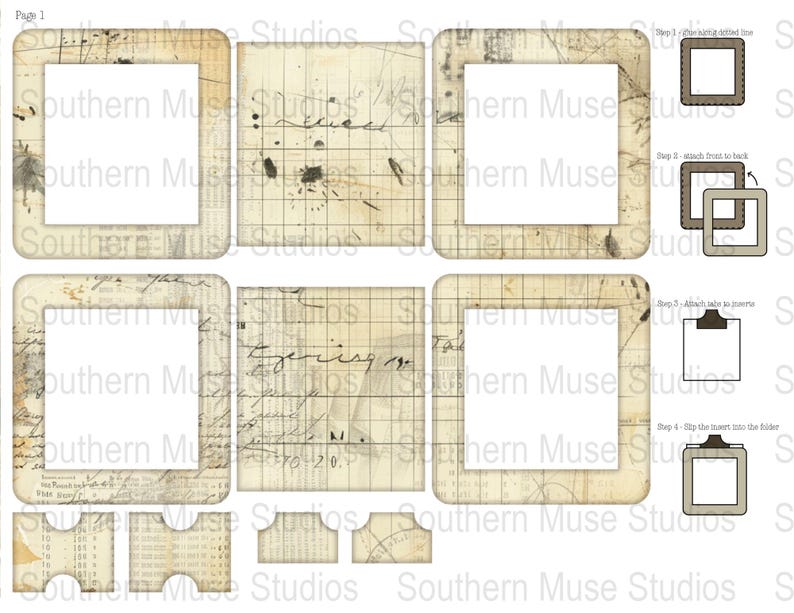 Vintage Photo Frame Digital Collage Sheet, Scrapbook Embellishments ...