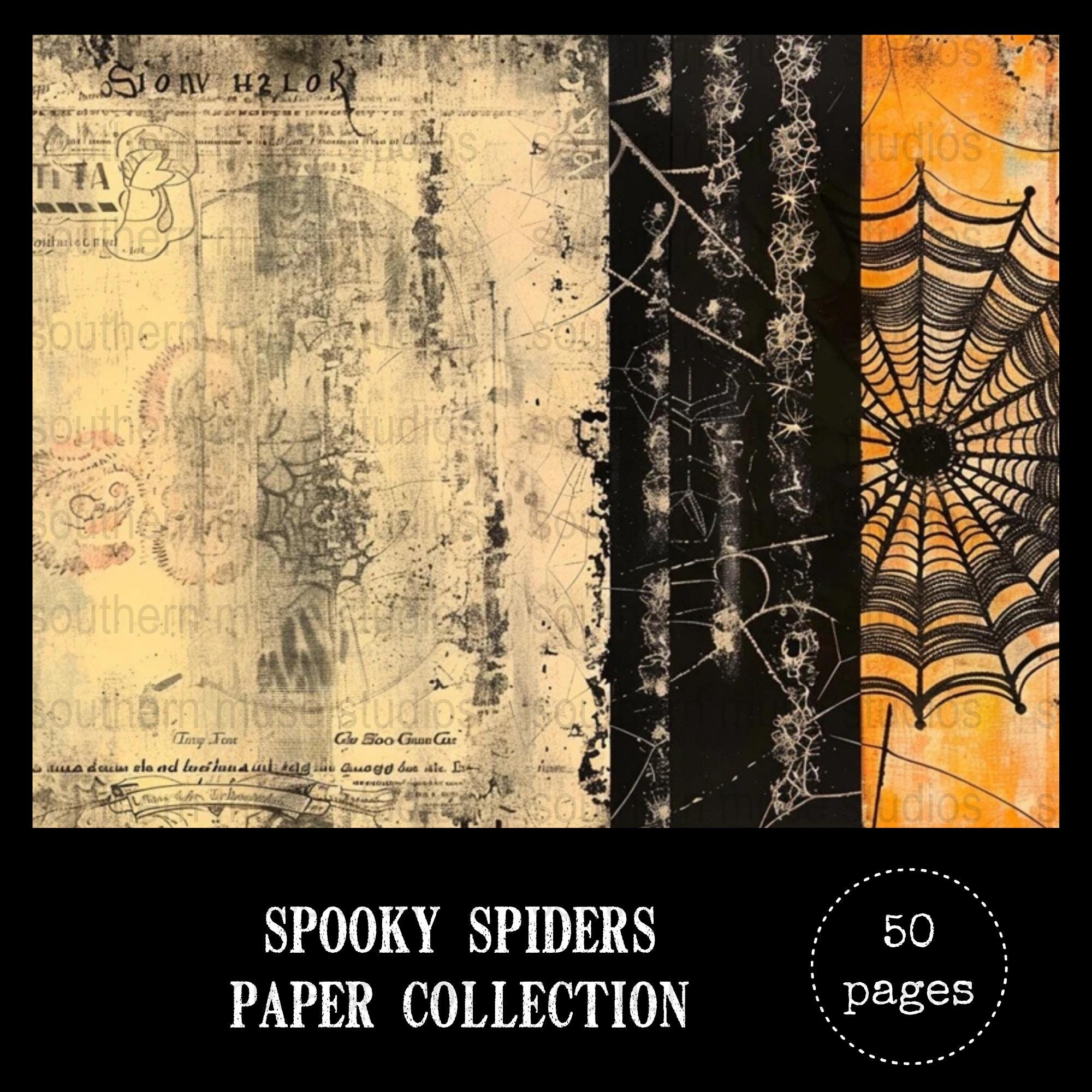 Spooky Spider Web Digital Paper Collection, Halloween Textures, Black ...