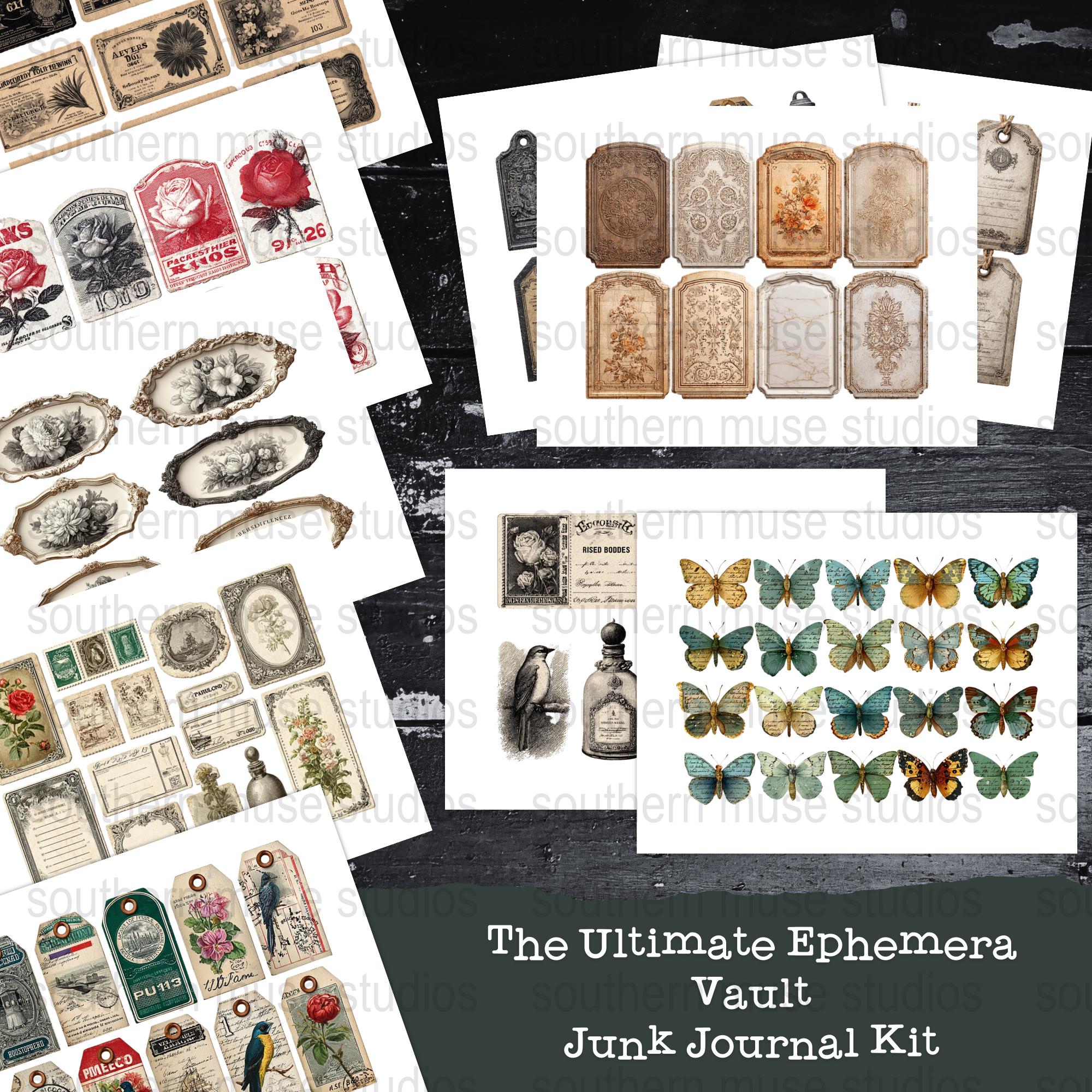 Ephemera Fussy Cut Pages, Digital Junk Journal Kit, Vintage Printable ...