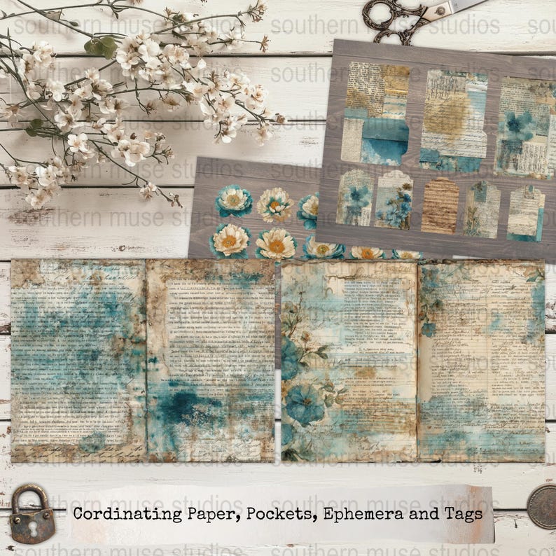 Floral Junk Journal Kit, Digital Download, Scrapbook Paper, Printable ...