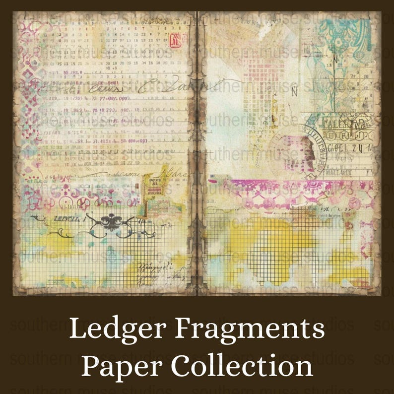 Digital Junk Journal Paper, Ledger Ephemera, Collage Sheets, Scrapbook ...