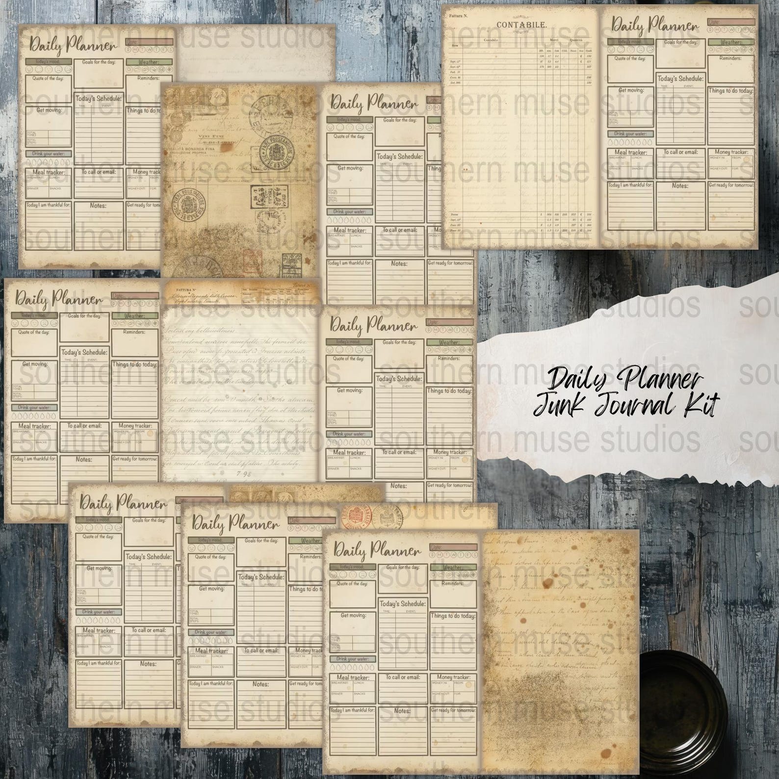 Digital Planner, Junk Journal Kit, Daily Planner Printable, Vintage ...