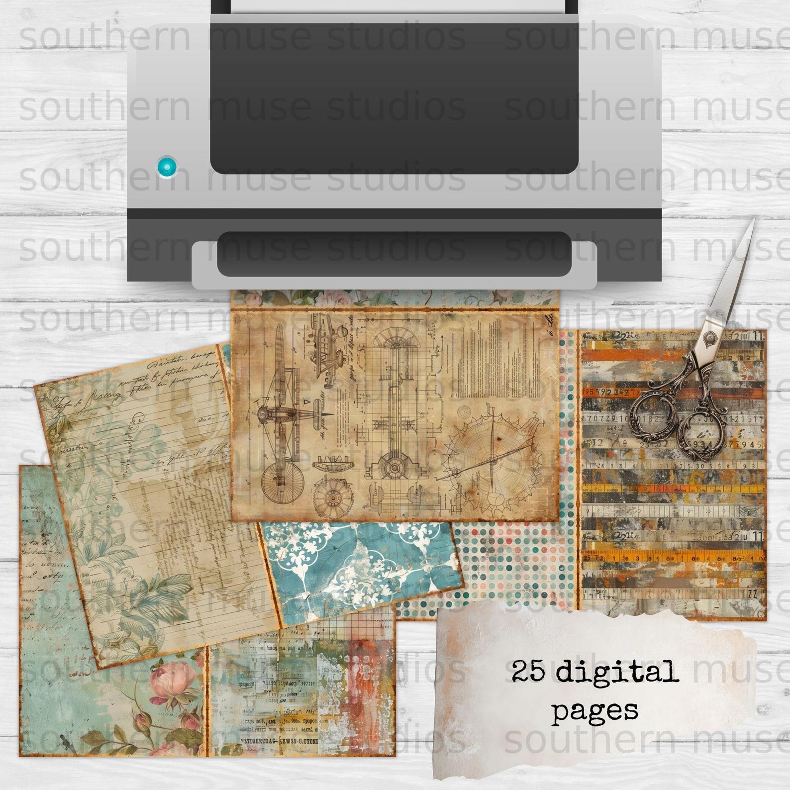 Digital Junk Journal Kit, Instant Download, Paper, Tags, Pockets, Word ...