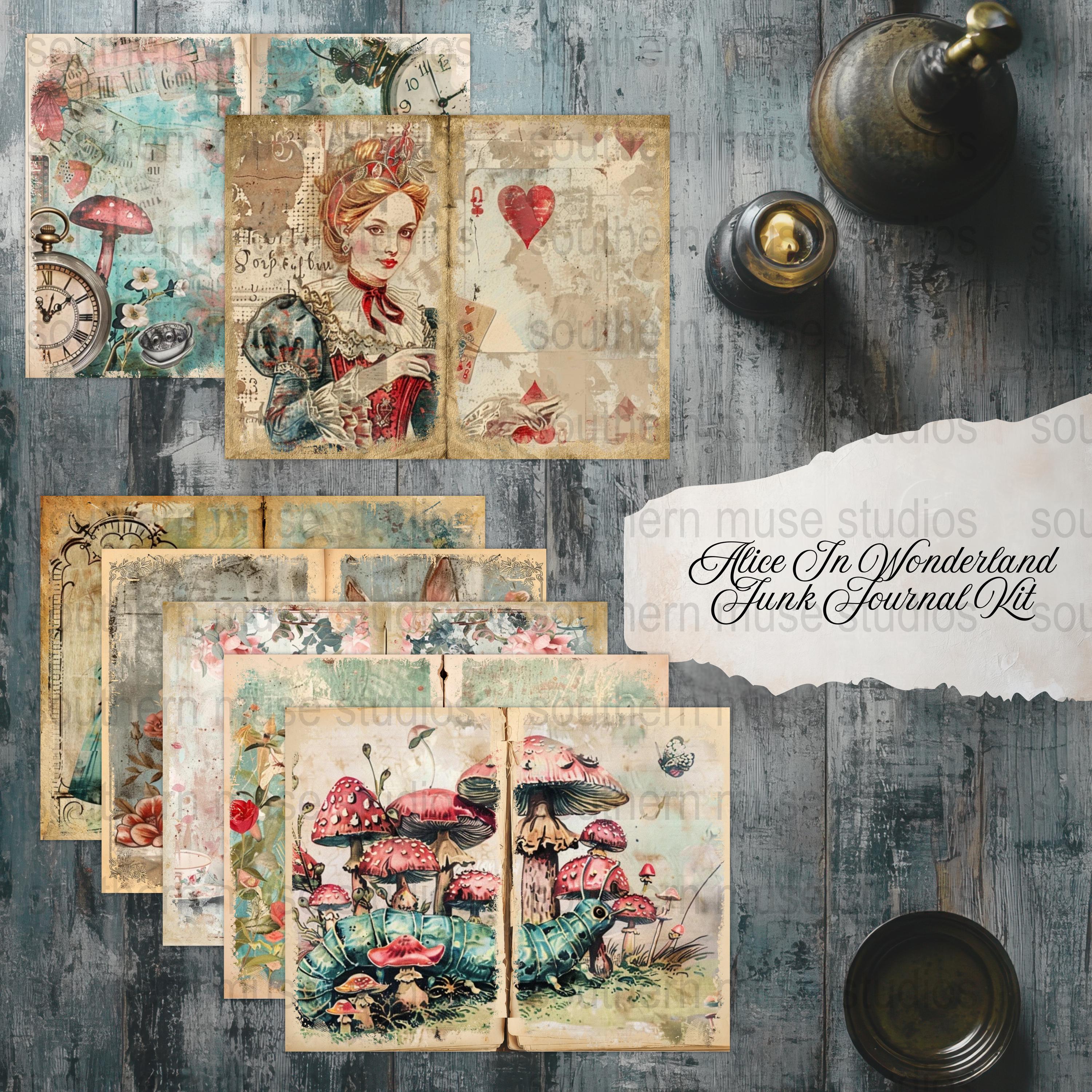 Alice in Wonderland Digital Junk Journal Kit, Printable Pages ...