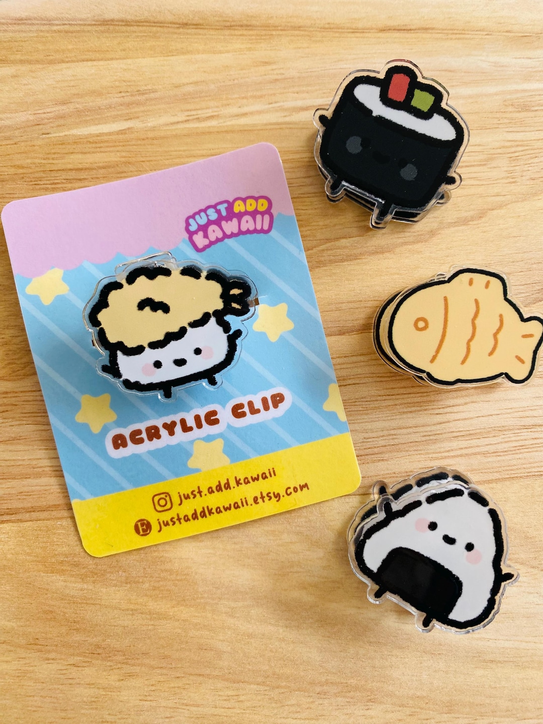 Kawaii Ebi Sushi Acrylic Clip | Onigiri | Taiyaki | Ramen | Kawaii ...