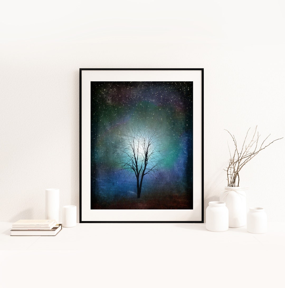 Starry Starry Night, Tree Art Print.blue-tree Art Print Giclee Print ...