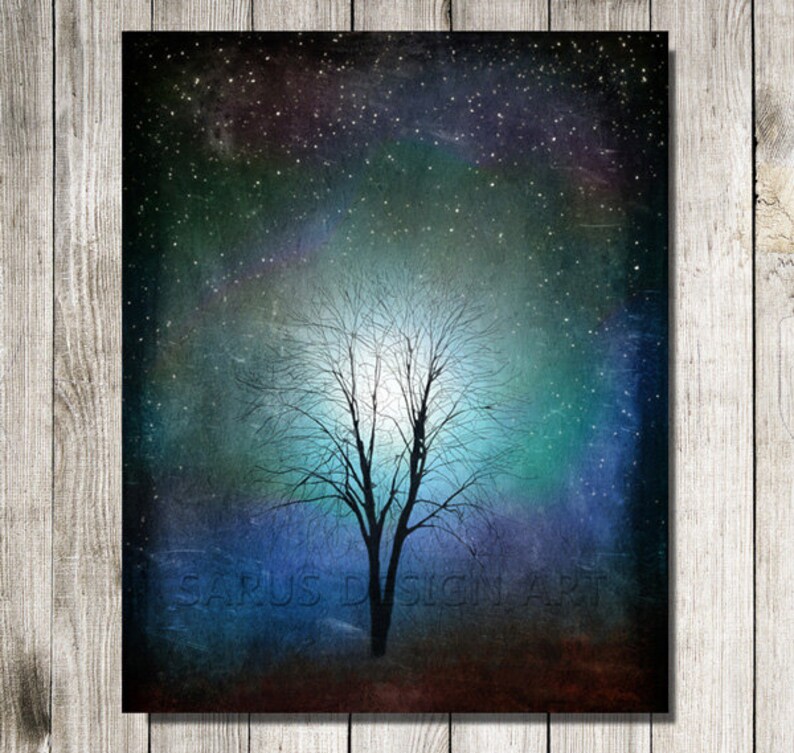 Starry Starry Night, Tree Art Print.blue-tree Art Print Giclee Print ...