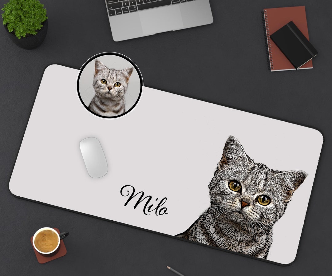 Personalized Pet Desk Mat, Custom Cat Desk Mat, Coworker Gift Idea ...