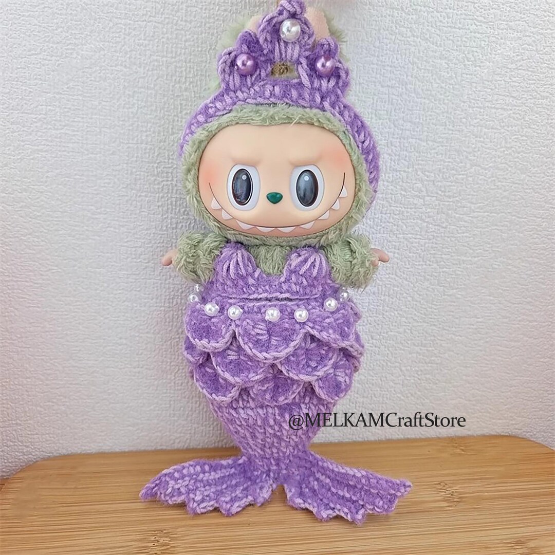Crochet Labubu Mermaid Dress, 17cm Labubu Mermaid Outfit, Labubu Summer ...