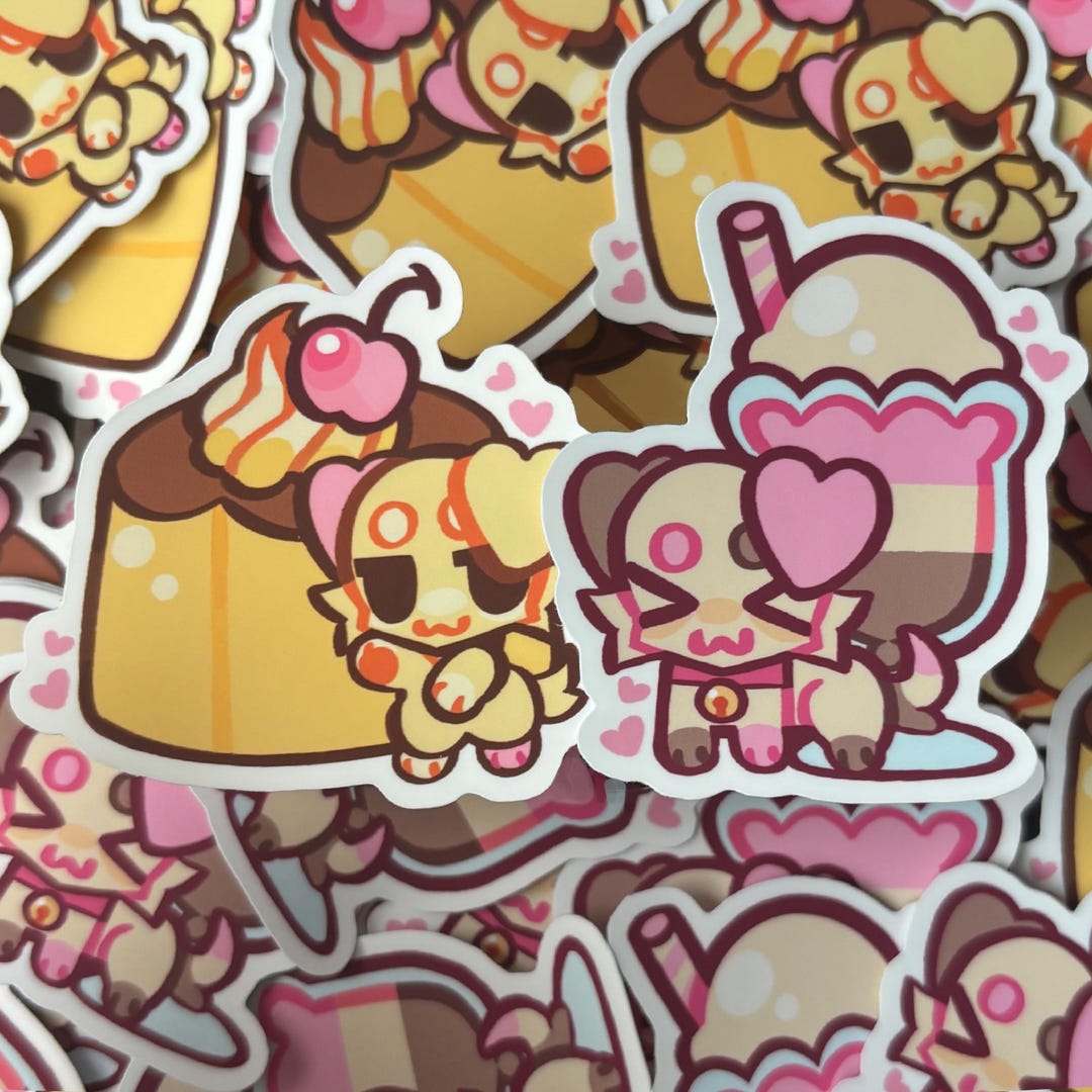 Dessert Puppy Stickers Cute Kawaii Milkshake & Pudding Dog Decals for ...