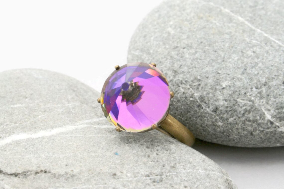 Minecraft Gem Ring Princess Crown Ring Purple Swarovski | Etsy