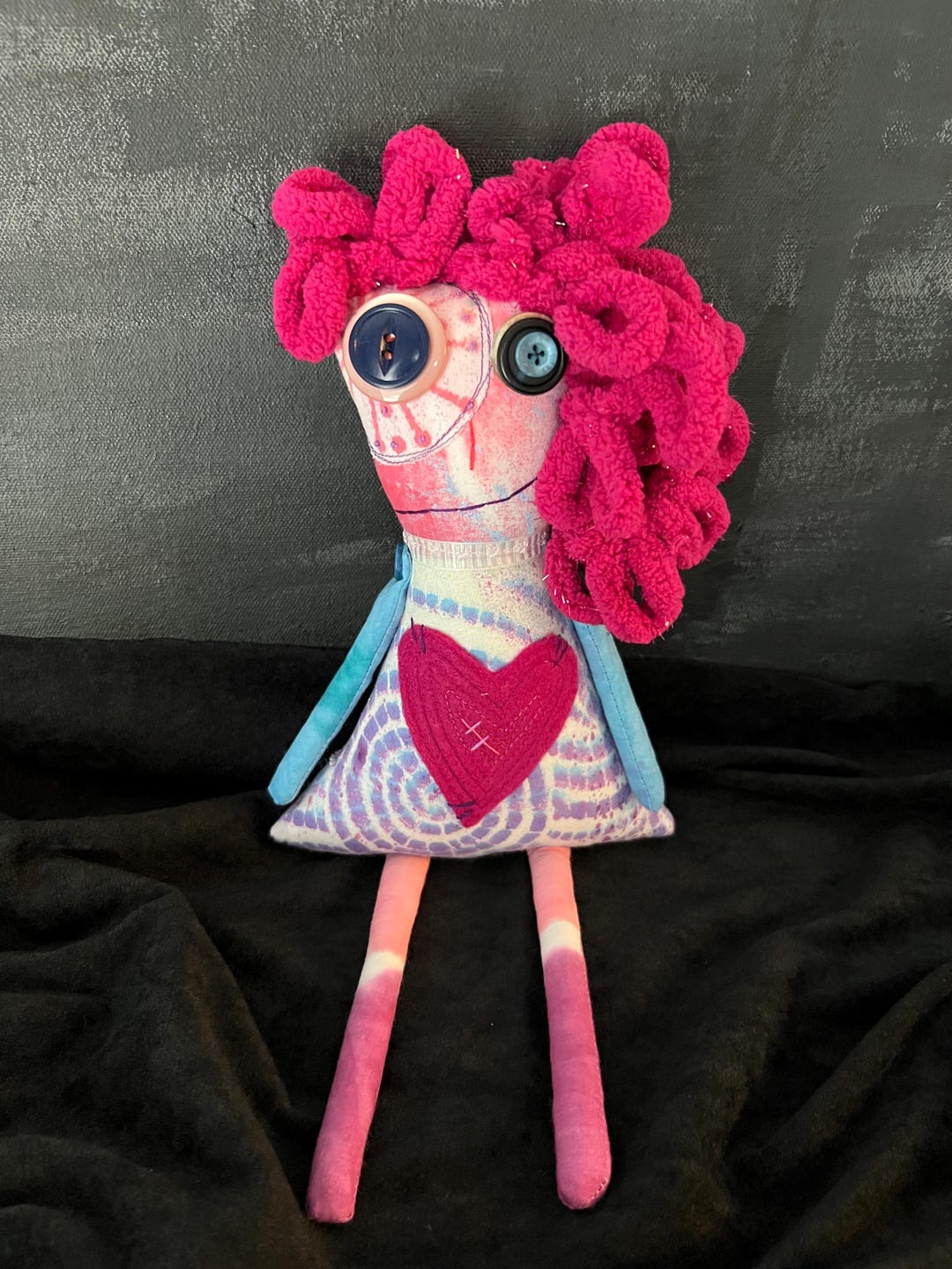 Curious Clara Art Doll - Creepy Cute Girl Doll - Unique OOAK Cloth Doll - Unusual Fabric Doll ...