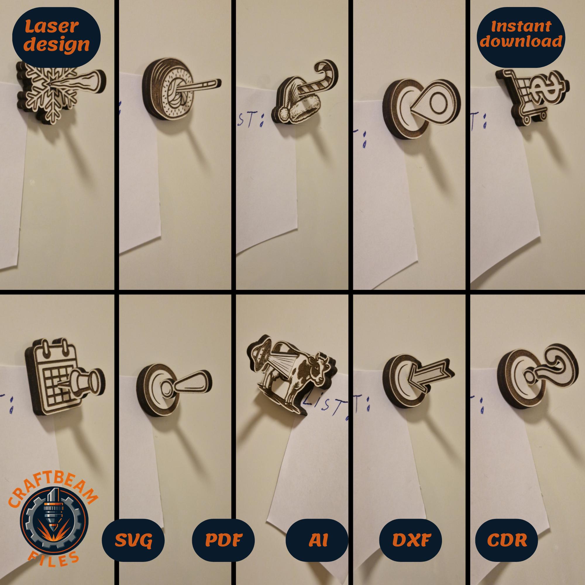 3D Fridge Magnet SVG Bundle: Laser Cut Files for Glowforge & Xtool - Etsy