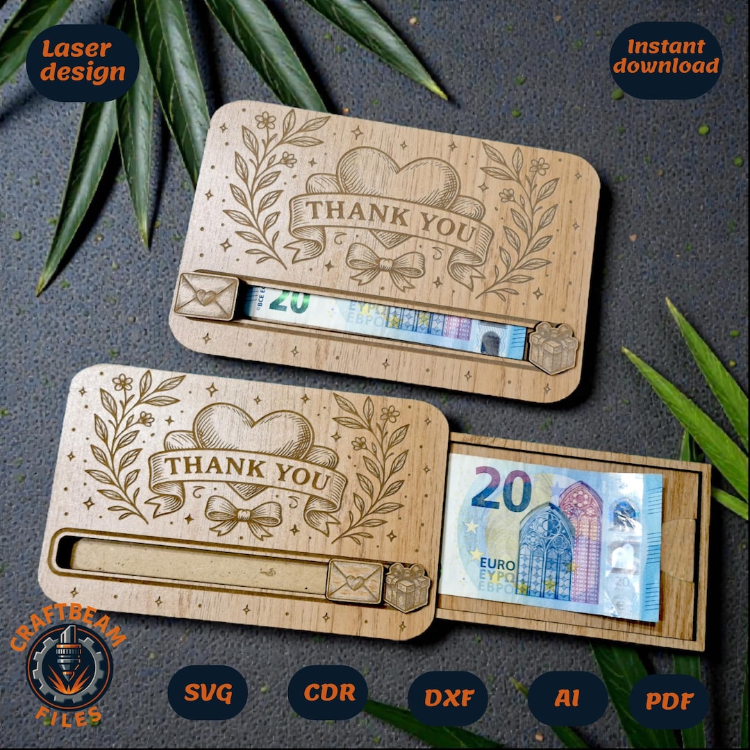 Thank You Money Gift Card Laser File – Sliding Cash Holder SVG - Etsy