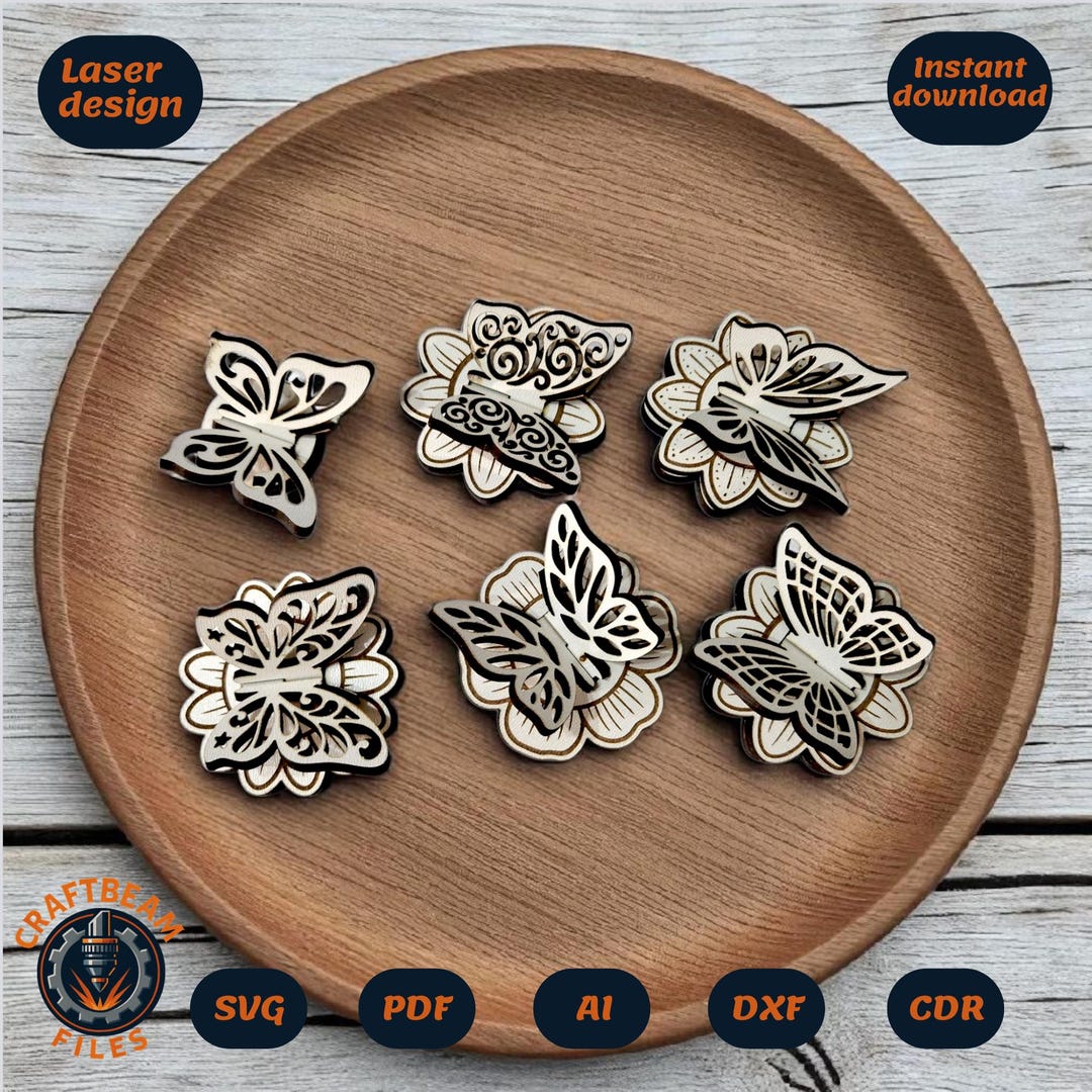 3D Butterfly Bundle Laser Cut Files,3d Butterflies SVG, Laser Cut 3D ...