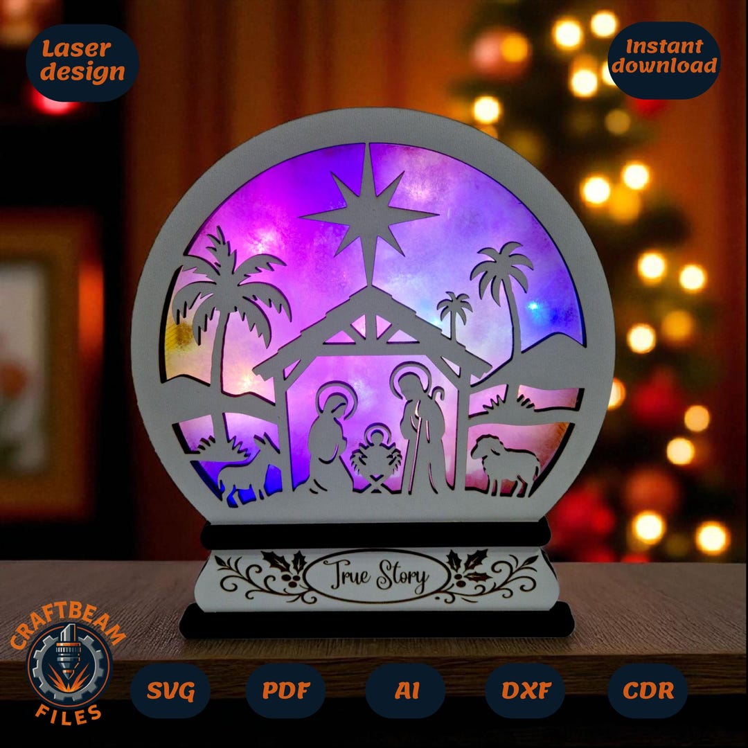 Nativity Christmas Lightbox SVG | 3D Layered Laser Cut Lamp File for ...