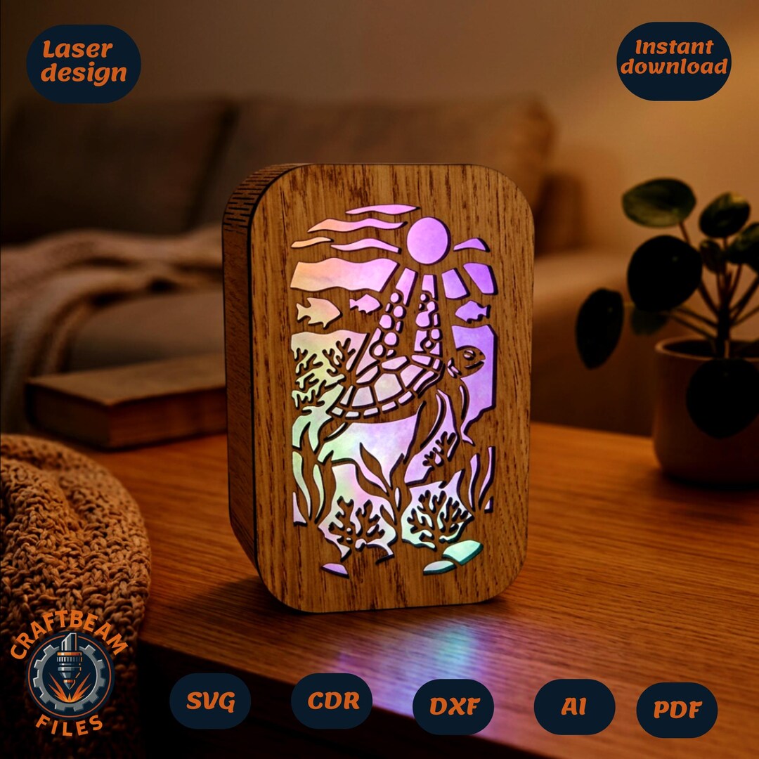 Night Light SVG, Turtle Laser Cut File, Home Decor, Cozy Nightlight ...