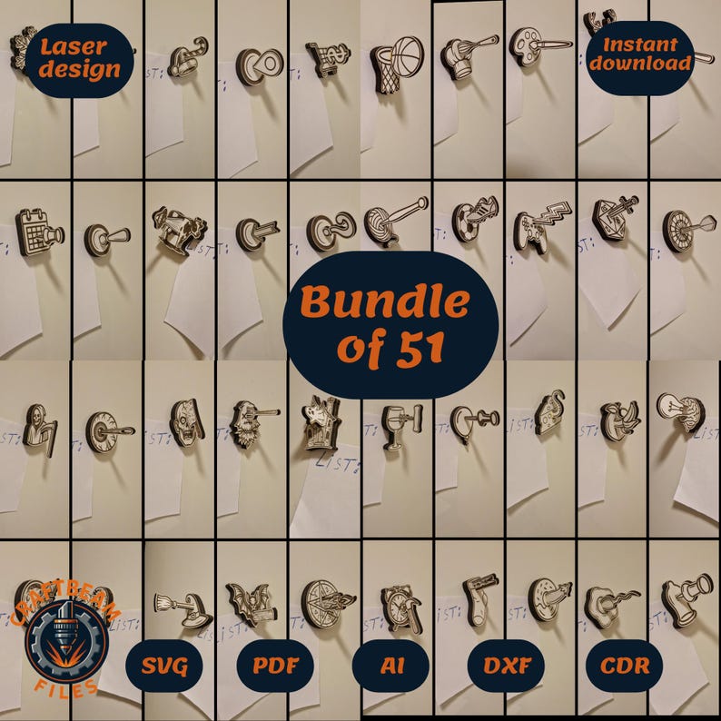 51 Laser Cut Magnet Designs Bundle (instant Download - Svg, Pdf, Ai ...