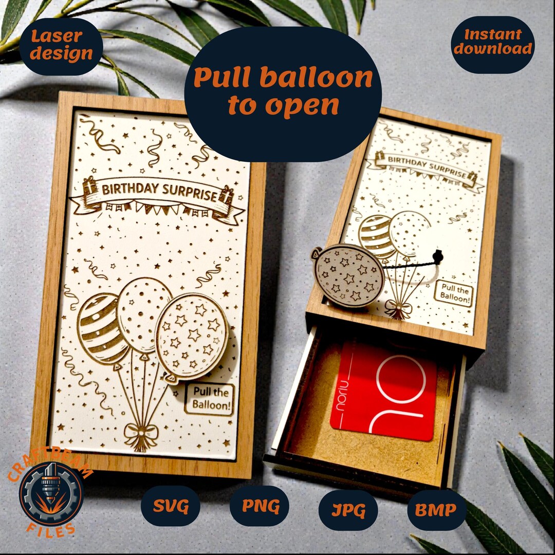 Cash Gift Box, Birthday Money Card SVG, Laser Cut File , Envelope ...